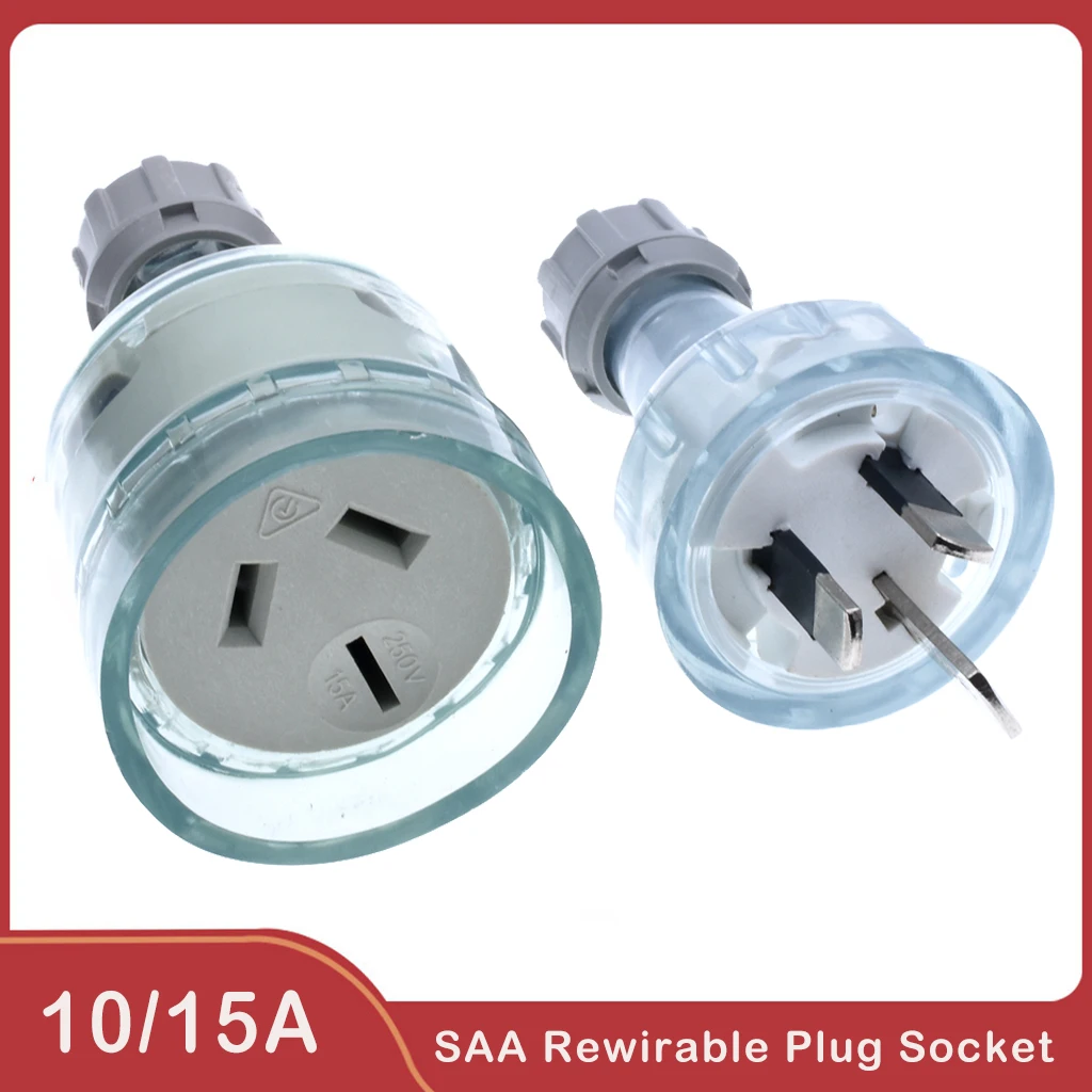 AU-NZ-Plug-Adaptor-Assembled-Rewireable-Female-Male-Wire-Socket-Outlet ...