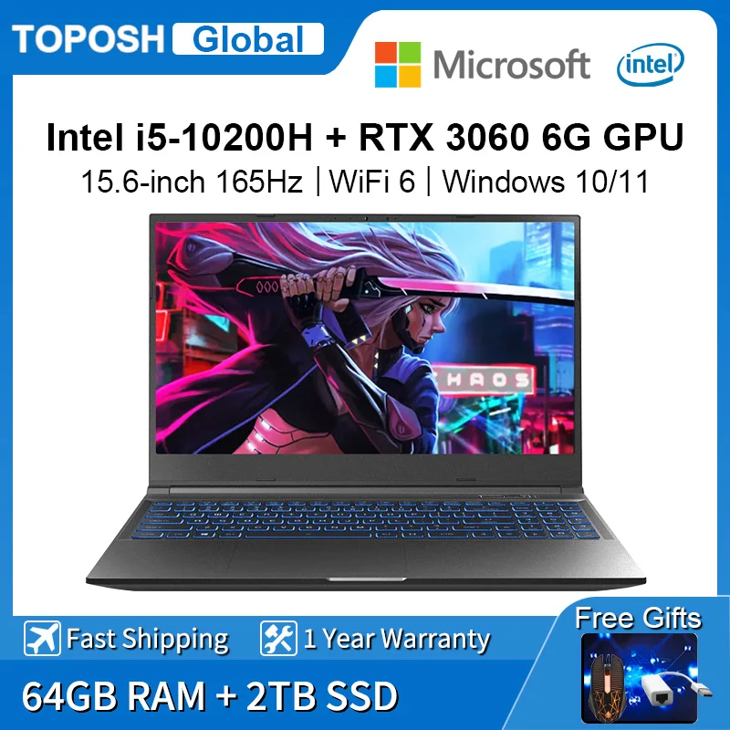 Gaming Laptop Computer, Notebook, PC, Gamer, WiFi6, Ultrabook, 10ª ...