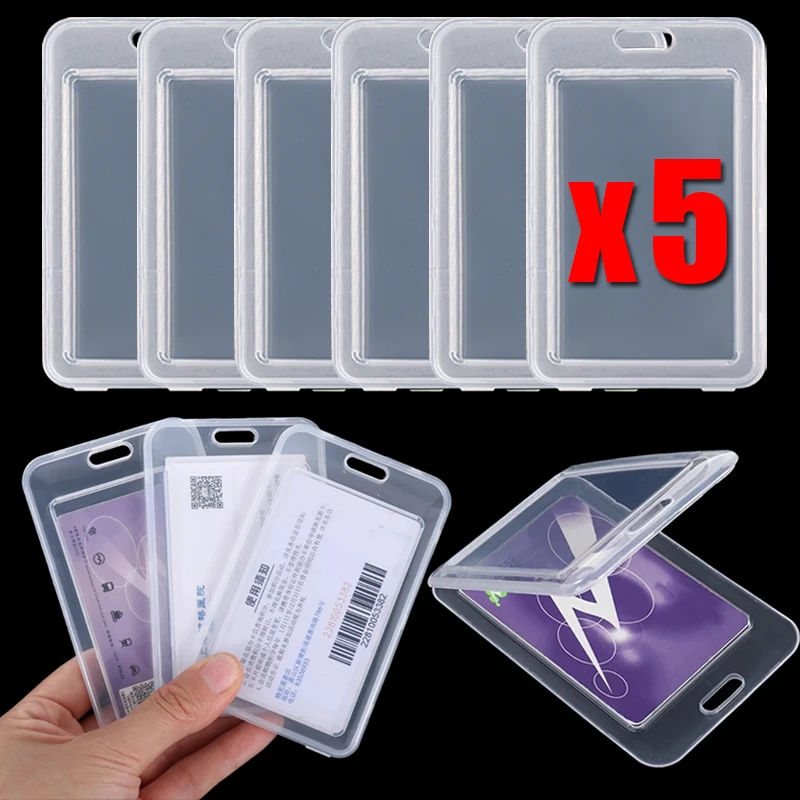 1-5Pcs Waterproof Transparent Card Cover Rigid Plastic Bus Card Holder ...