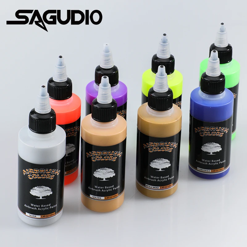 SAGUD-Airbrush-Acrylic-Paint-8-Colors-100ml-Painting-Paint-for-Artist ...