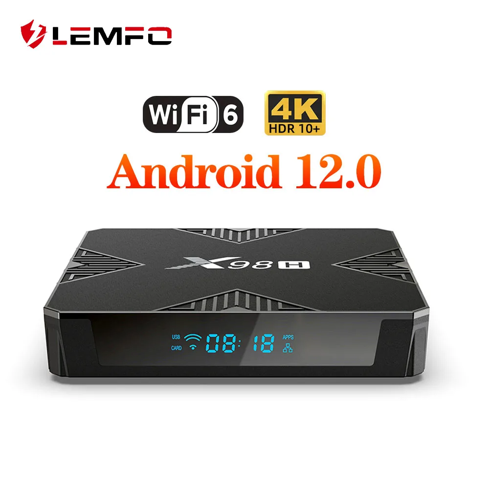 Lemfo x98h smart tv box android 12 allwinner h618 4k wifi6 google assistente de voz youtube ...