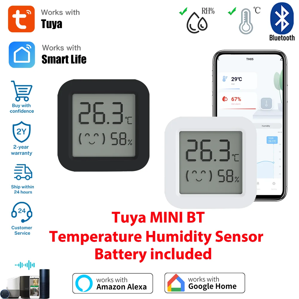 Tuya Bluetooth-Compatible LCD Temperature Humidity Sensors Smart Home ...