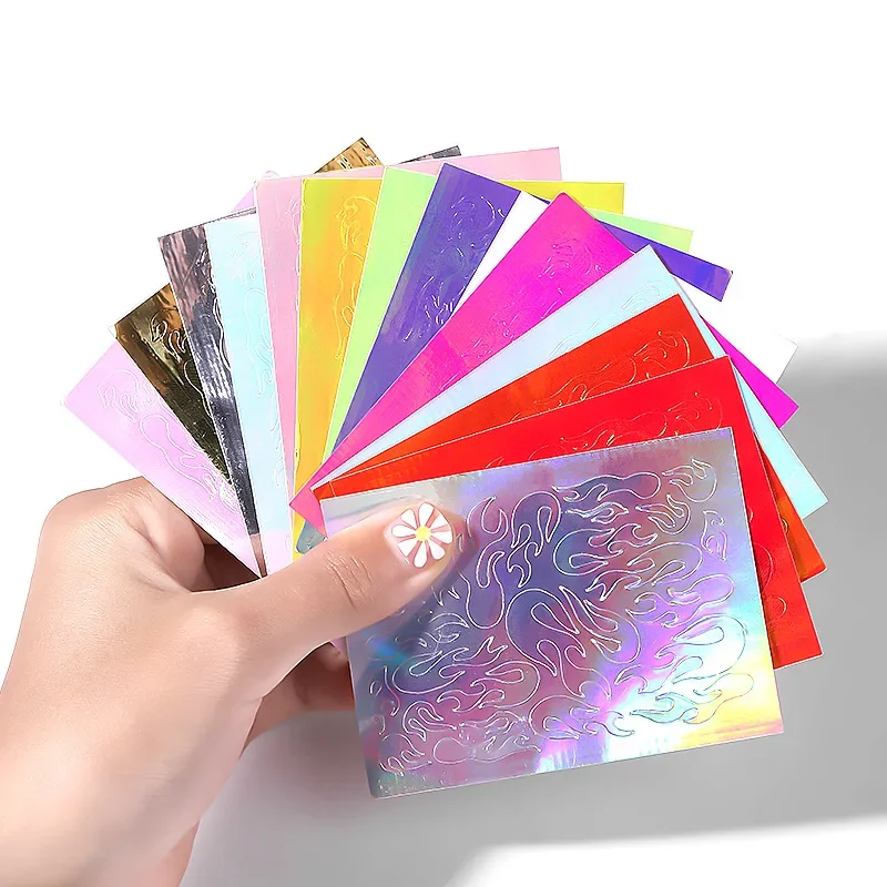 16Pcs-Holographic-Fire-Flame-Nail-Vinyls-Stencil-Hollow-Laser-Stickers ...