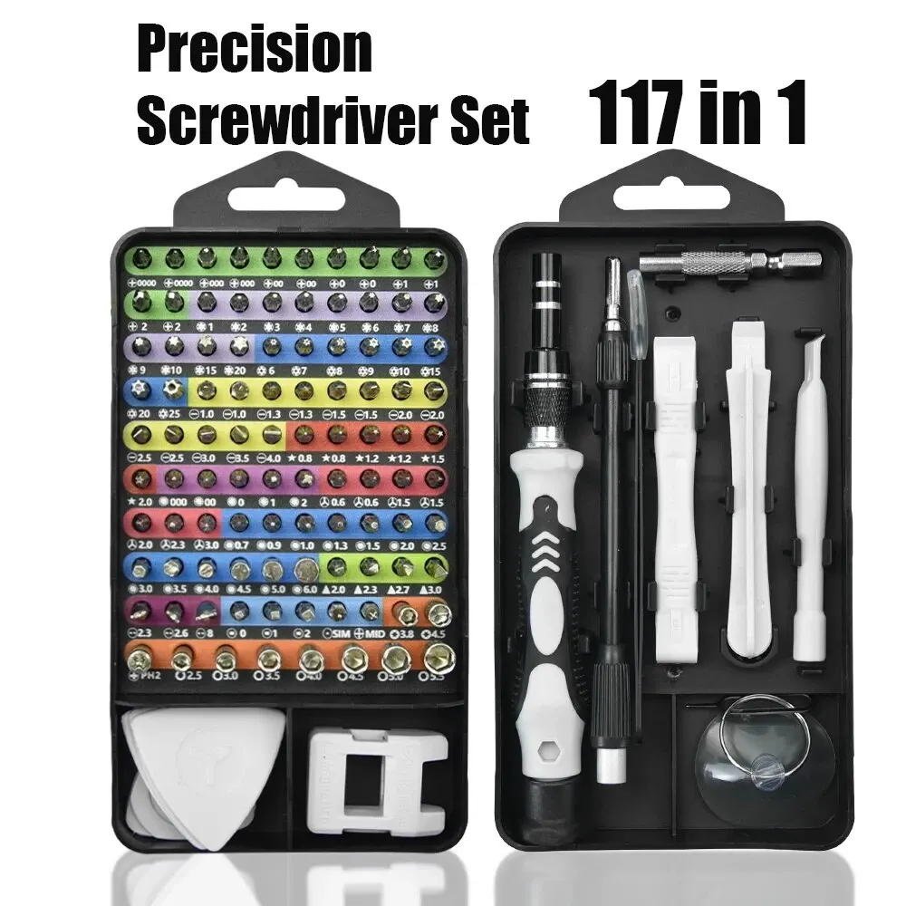 117 in 1 Precision Screwdriver Set Color-Coded Design Torx Phillips Magnetic Screwdriver Bit ...
