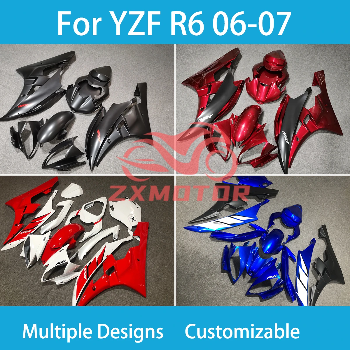New-Custom-Fairing-Kit-for-Yamaha-YZF-R-6-06-07-ABS-Prime-Aftermarket ...