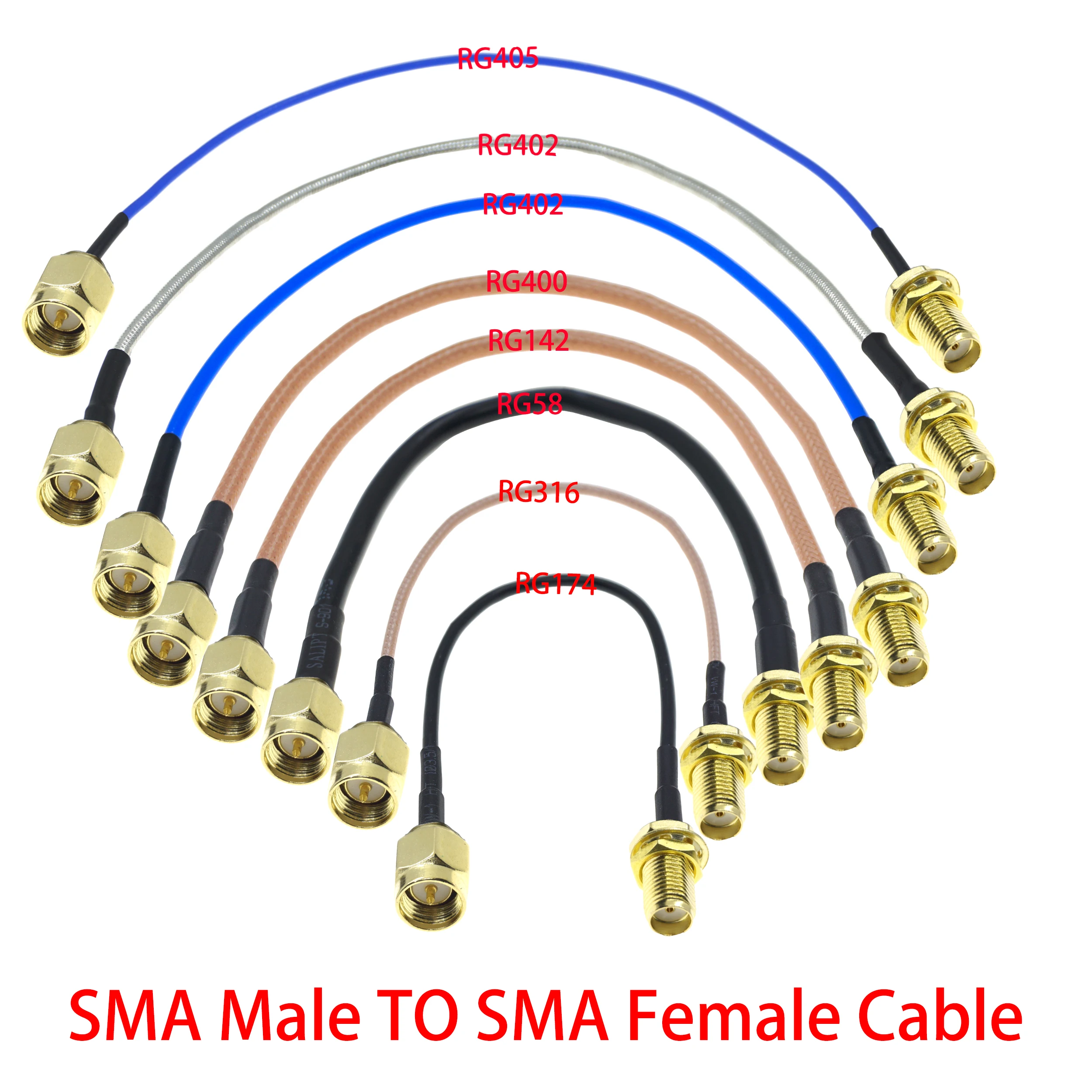 RG316-RG58-RG174-RG142-RG400-RG402-SMA-Male-To-SMA-Male-Plug-Connector ...