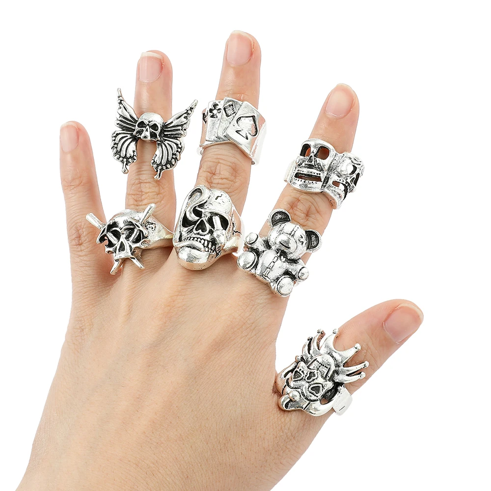 Trendy-Vintage-Plated-Silver-Skeleton-Rings-for-Men-Party-Punk-Jewelry ...