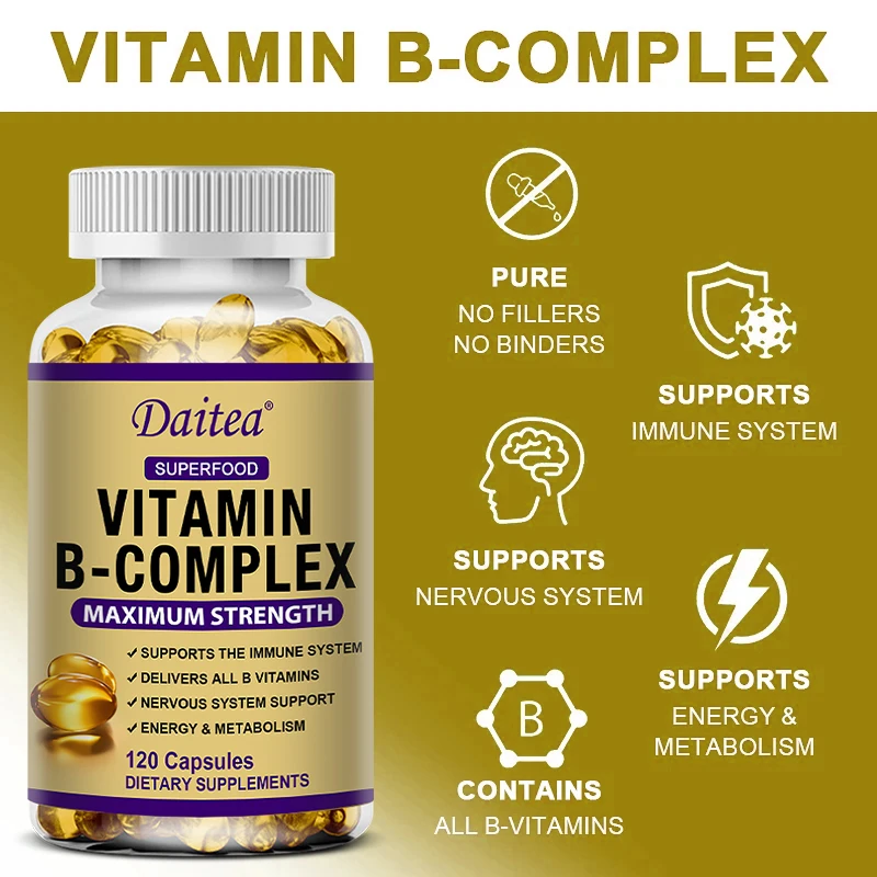 Daitea-Vitamin-B-Complex-Capsule-B12-Folic-Acid-Biotin-Reduce-Stress ...
