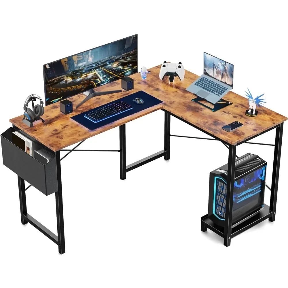 L-Shaped-Computer-Desk-Wood-Corner-PC-Gaming-Table-With-Side-Storage ...
