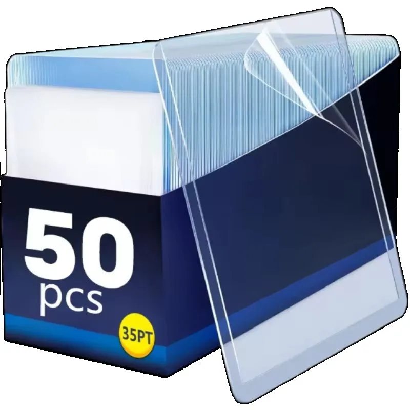 1-50Pcs Transparent Card Sleeve with Protective Film Clear Card Holder ...