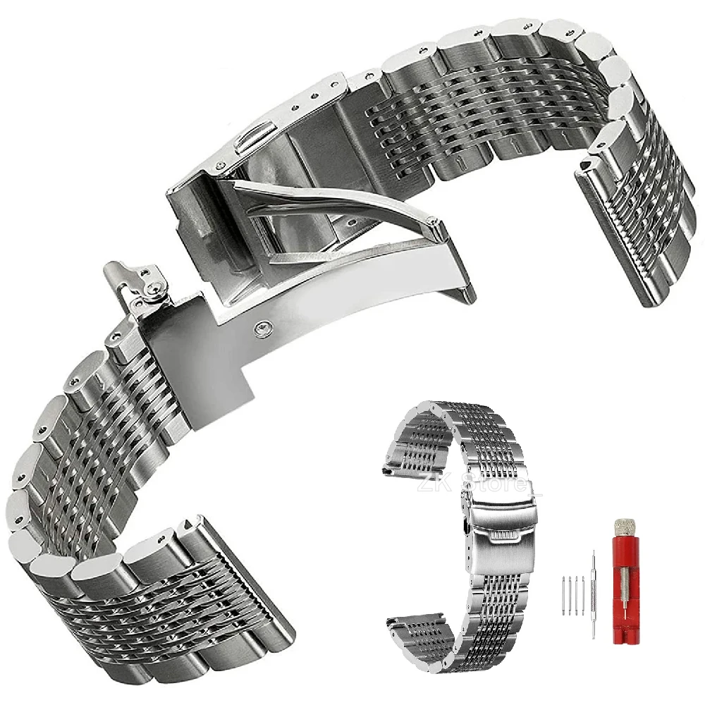 Solid Stainless Steel Straps for Seiko Diving Mesh Watch Band ...