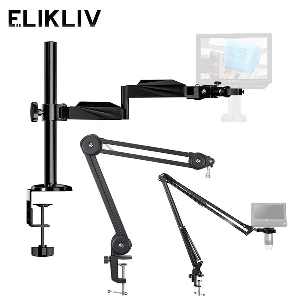 Elikliv Flexible Arm Digital Microscope Stand with Ring Light ...