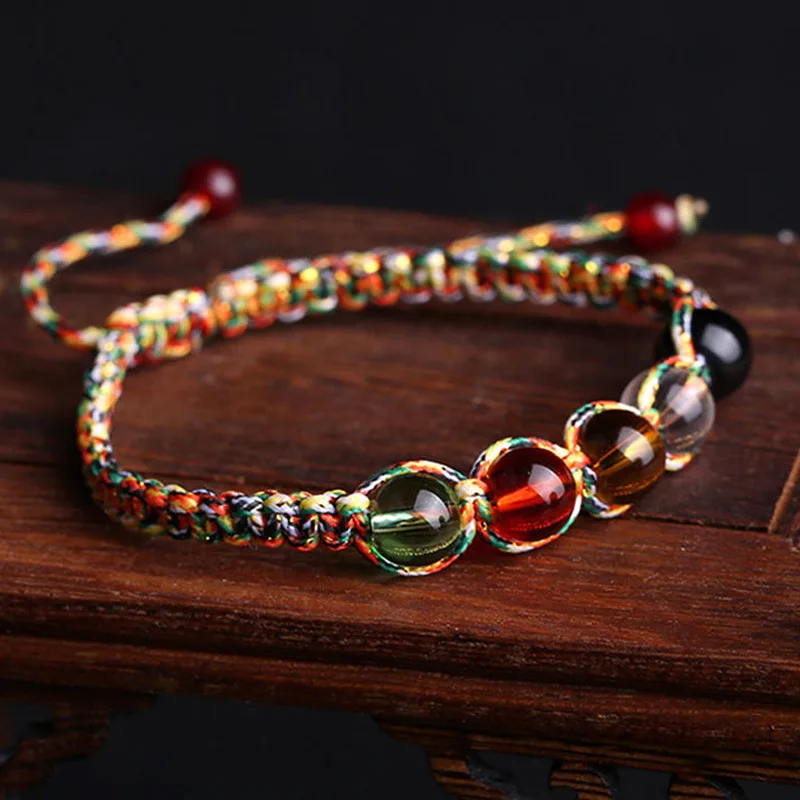 Ethnic-Hand-woven-Multicolored-Rope-5-Colors-Glass-Beads-Stretch ...
