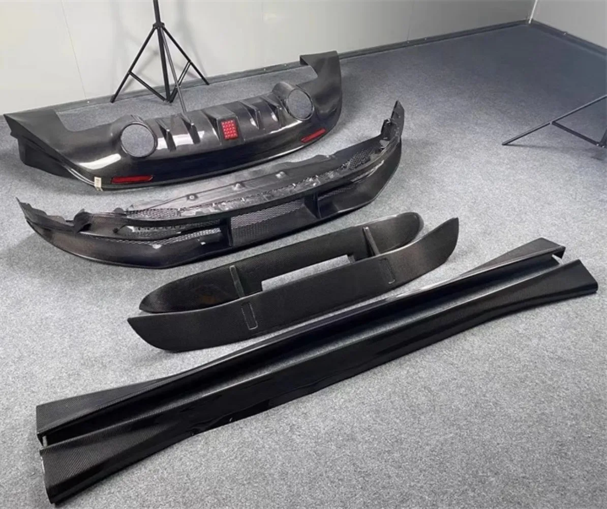 Carbon-Fiber-Car-Body-Kit-Front-Rear-Lip-Side-Skirt-Tail-Wing-Assembly ...