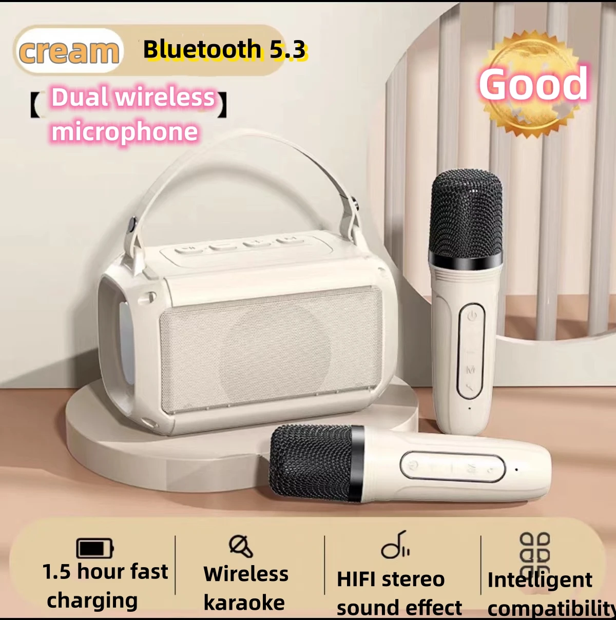 Dual-Microphone-Karaoke-Machine-Subwoofer-Portable-Bluetooth-PA-Speaker ...