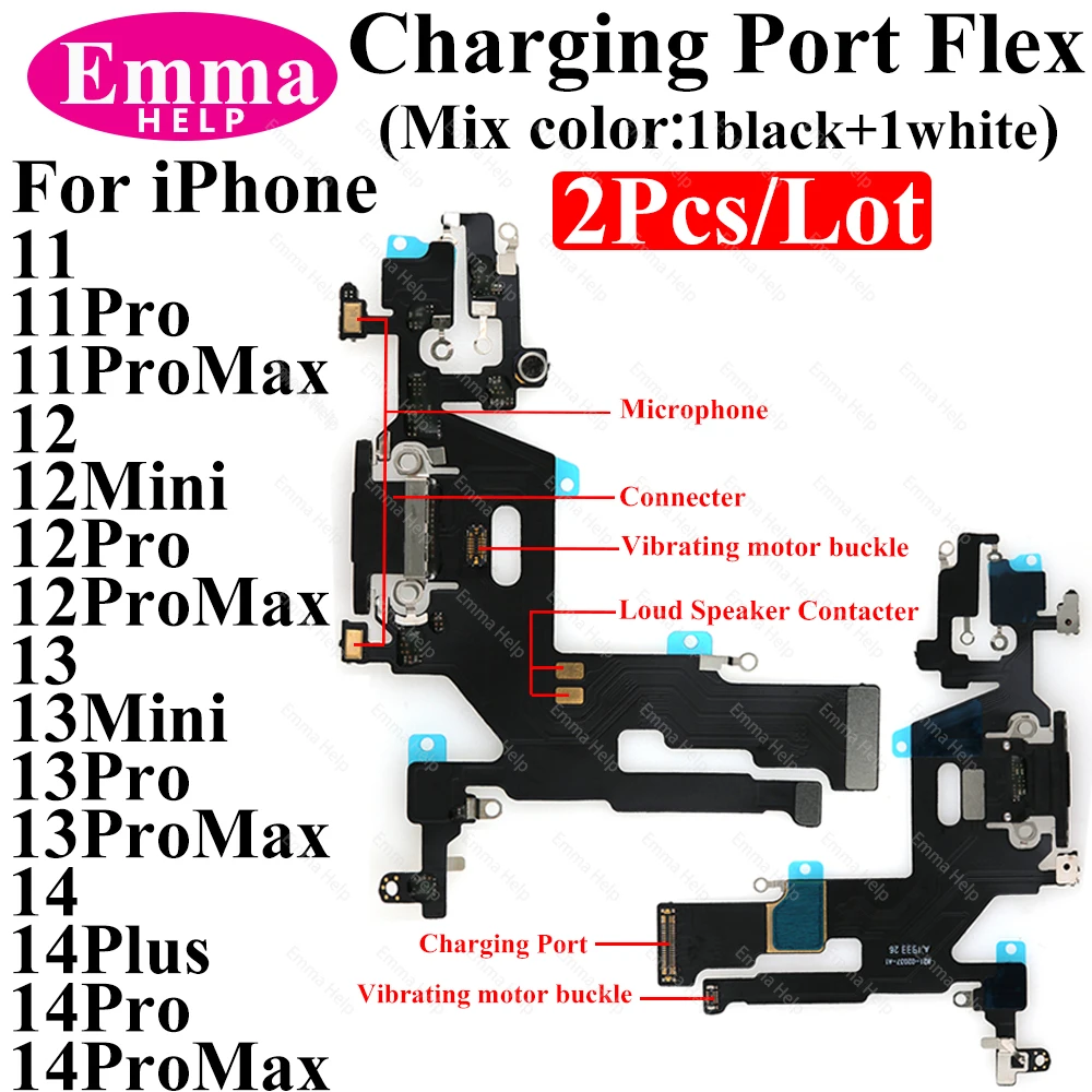 2pcs-Charging-USB-Port-Flex-For-iPhone-11-14-Pro-Max-12-13Pro-Charging ...