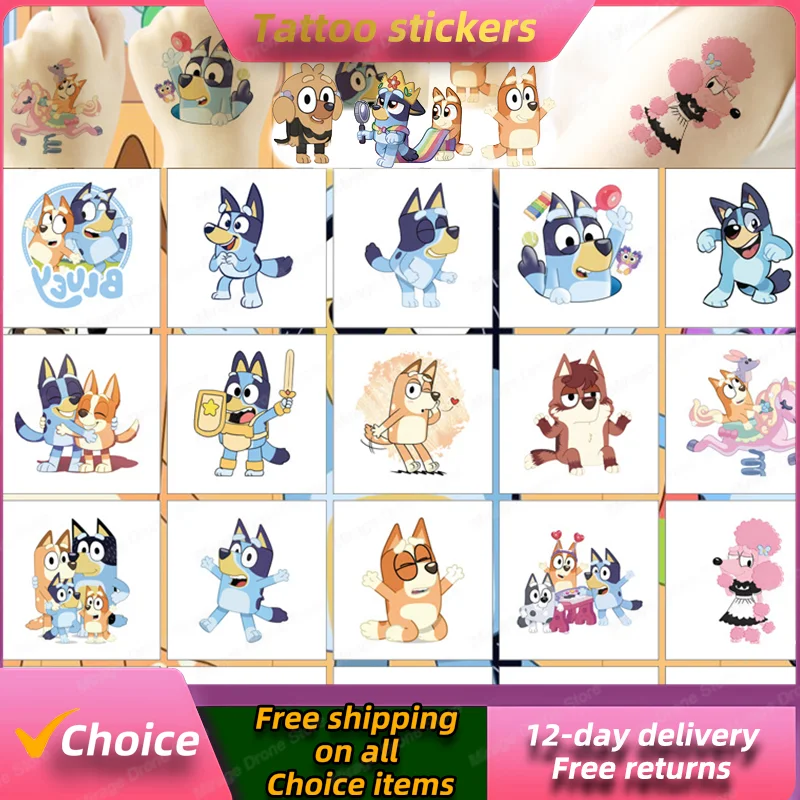 5x5CM Little Blue Dog Tattoo Stickers 20 Cartoon Tattoo Stickers Water ...
