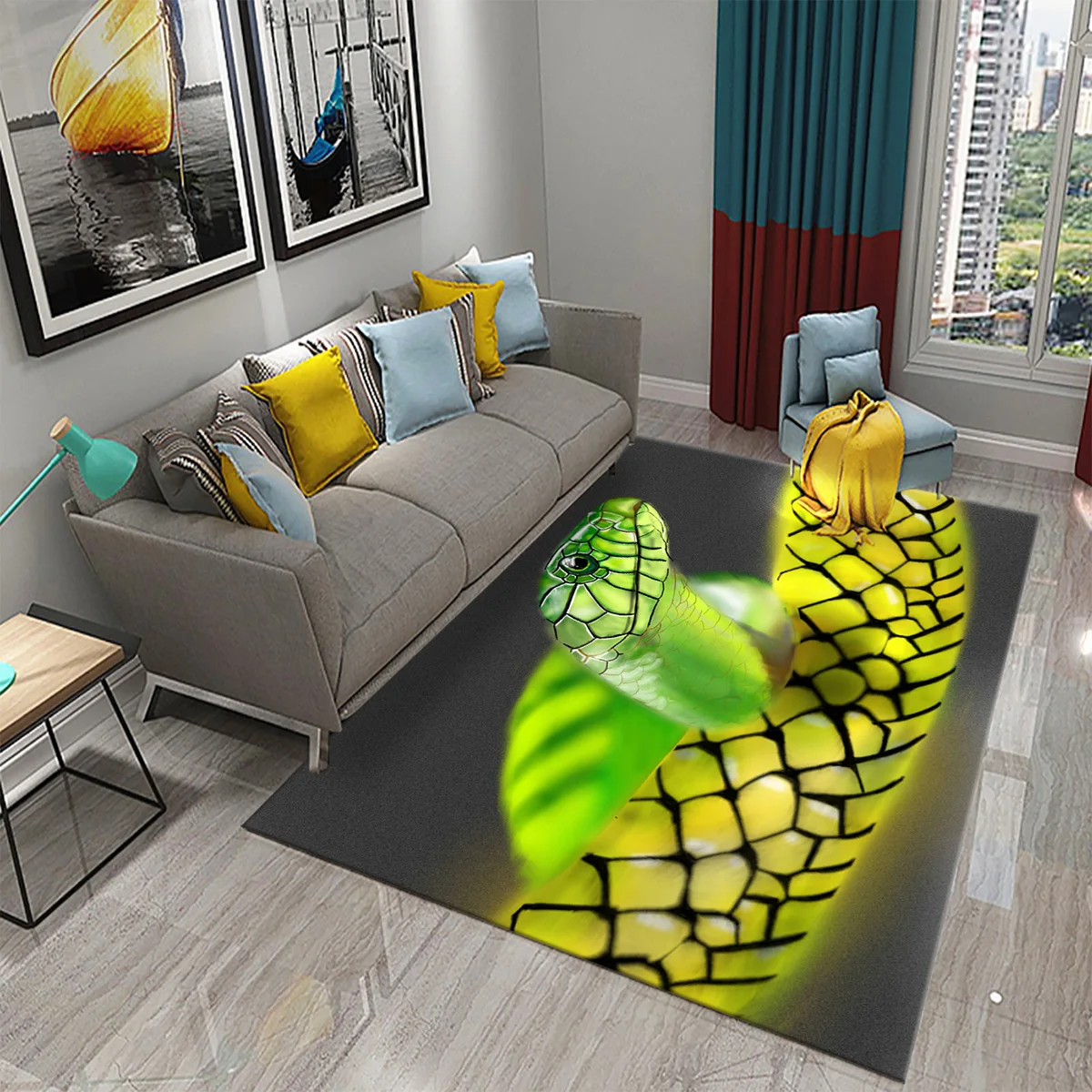 3D Snake Carpet for Bedroom Floor Mat Living Room Coffee Table Carpet ...