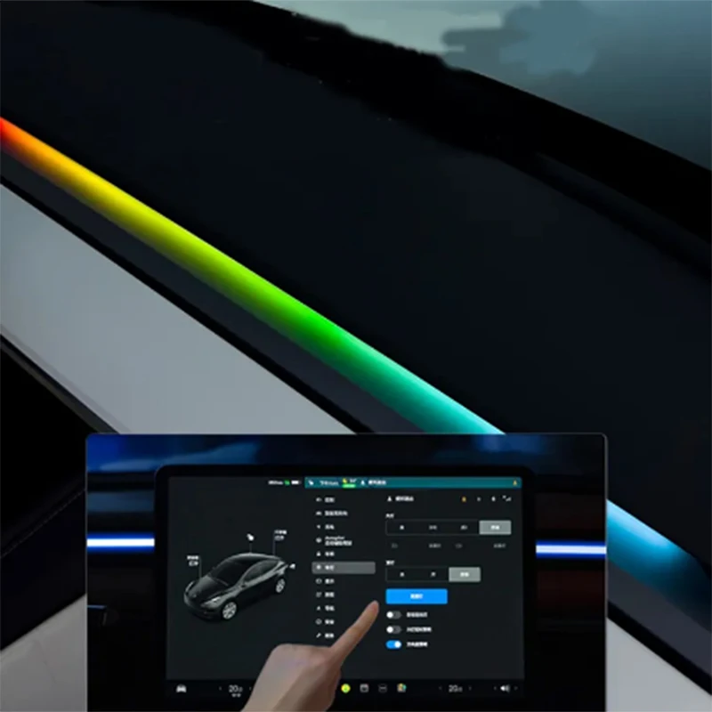 For-Tesla-Model-3-Y-Dynamic-Led-Ambient-Light-Mmi-Control-Car-Strip-Bar ...