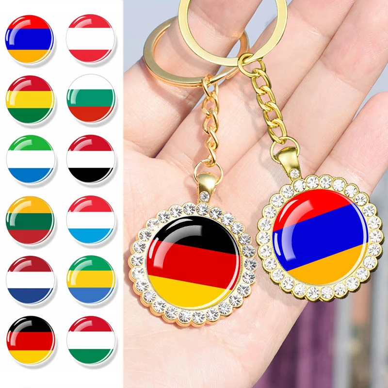 Country-Flag-Keychains-Glass-Dome-Rhinestone-Pendant-Key-Chains-Flags ...