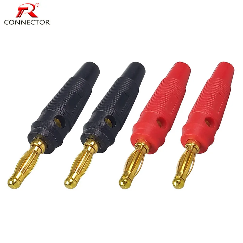8pcs Banana Plugs Connectors 4mm Gold Plated Speaker Wire Pin Banana ...