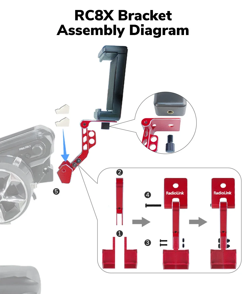 Radiolink-RC8X-Holder-Mount-5-8G-FPV-Monitor-Screen-Phone-Bracket-CNC ...