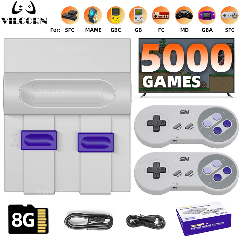 VILCORN-Wireless-Game-Stick-4K-For-SEGA-SNES-GBA-GB-Dendy-Video-Game ...