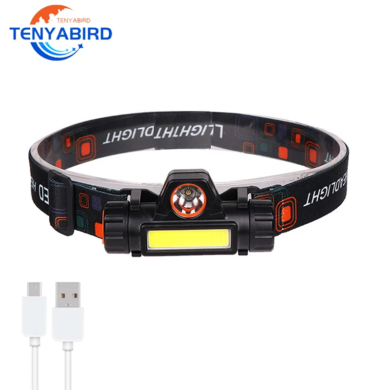 LED-Headlamp-Portable-Mini-Powerful-XPE-COB-USB-Rechargeable-Headlight ...