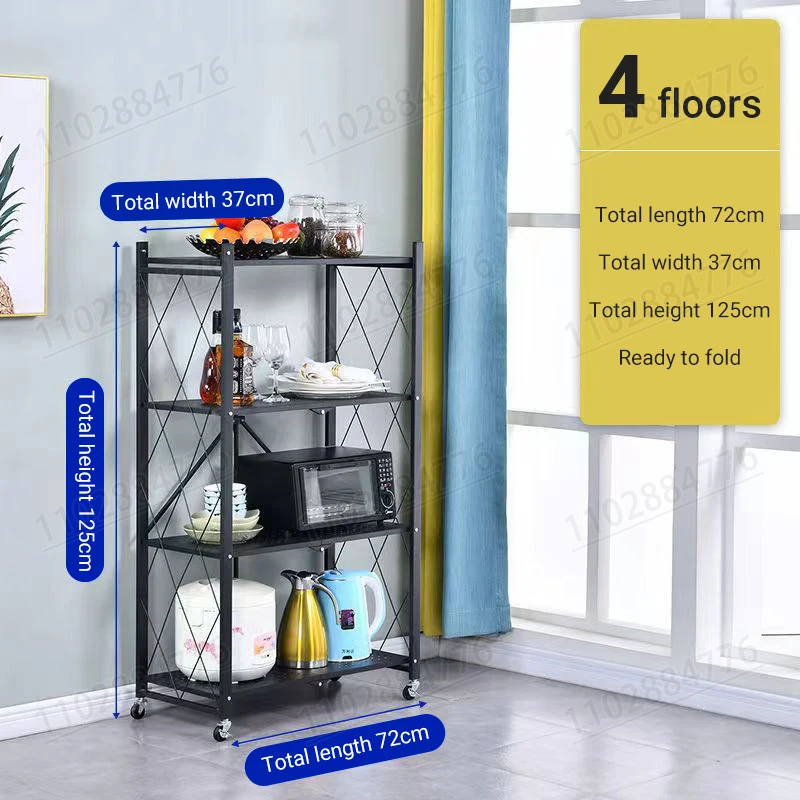 Portable-Folding-Large-Iron-Shelf-Floor-Multi-Layer-Bookcase-Display ...