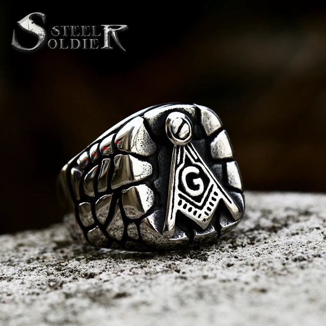 Simple Stainless Steel Masonic Rings