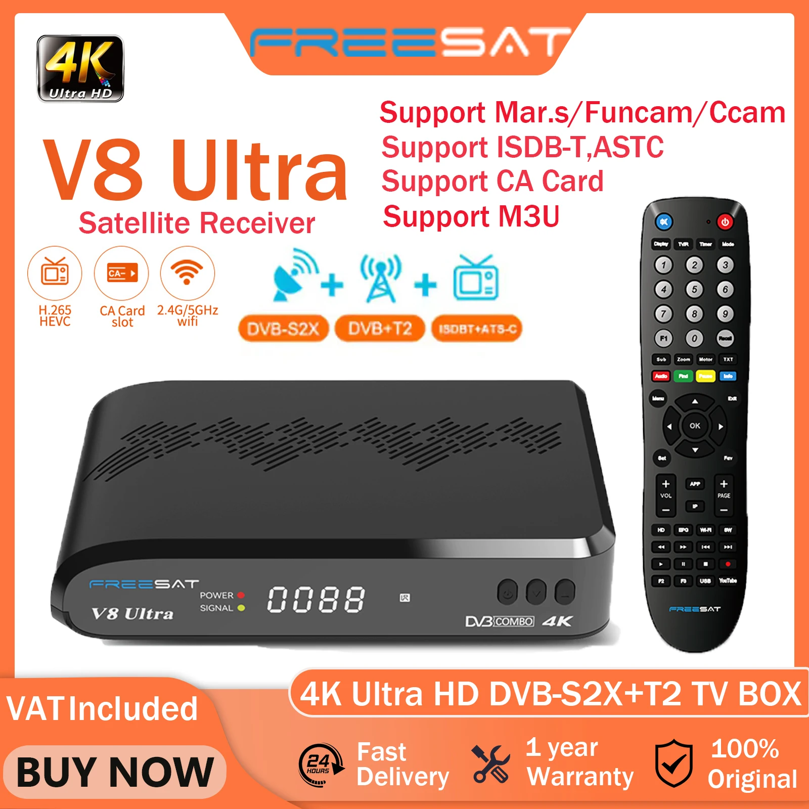 FREESAT V8 Ultra 4k Satellite Receiver DVB-S/S2/S2X,DVB-T/T2,ISDB-T ...