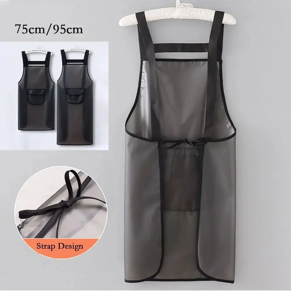 1PC Waterproof Kitchen Apron Household PVC Oil Resistant Work Apron ...
