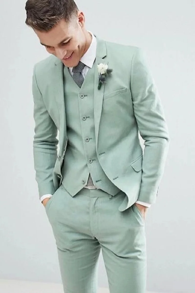 Traje-verde-claro-con-solapa-de-muesca-para-hombre-chaqueta-de-3-piezas ...