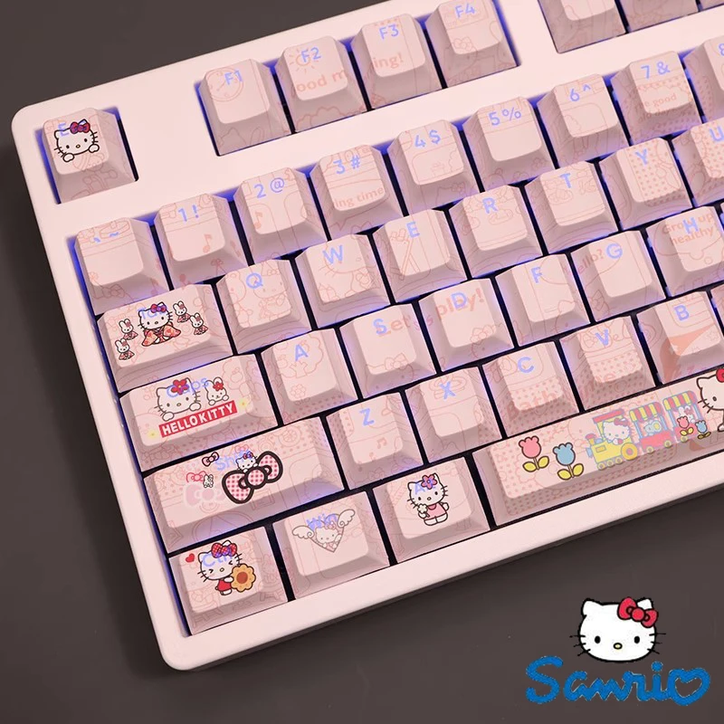 Sanrio-Hello-Kitty-Cartoon-Keycap-108-Keys-Pbt-Kawaii-Mechanical ...