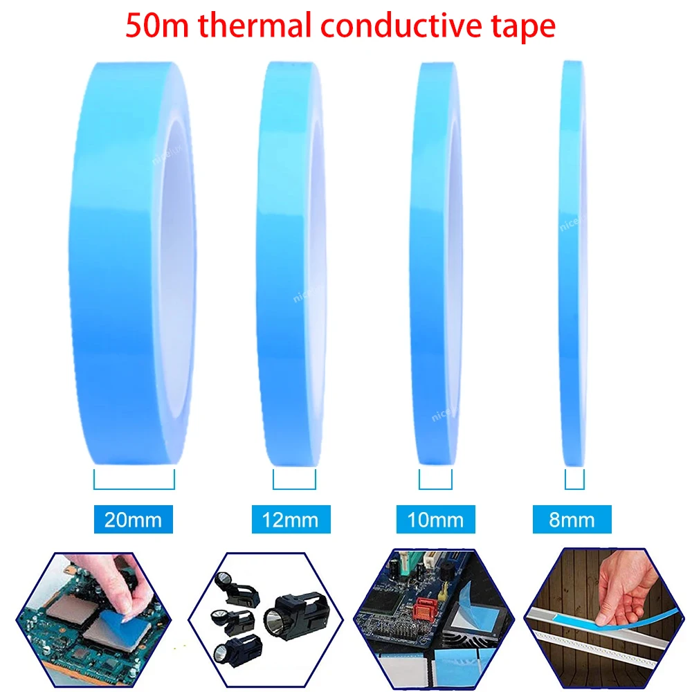 50meter/Roll 8mm 10mm 12mm 20mm Width Transfer Tape Double Side Thermal ...