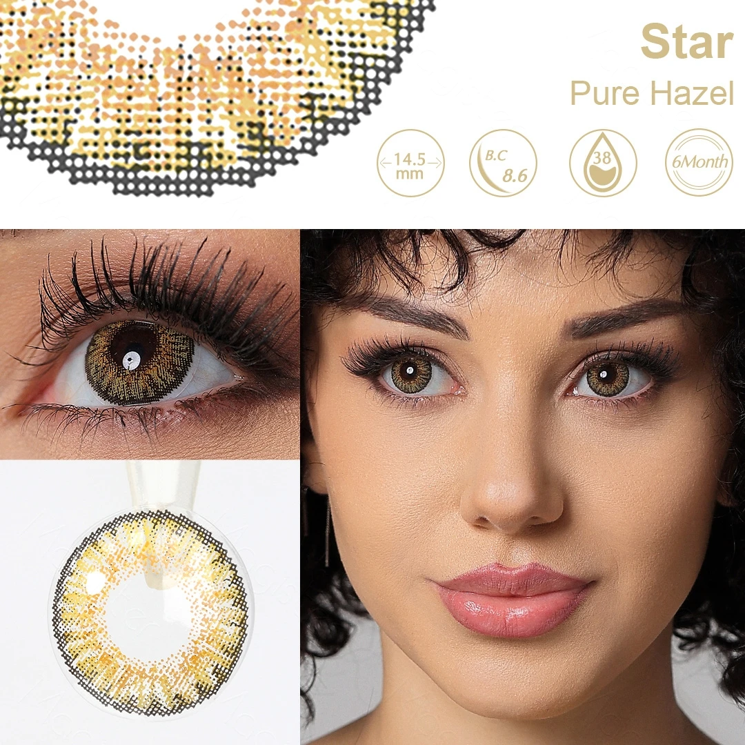 Pure Hazel Contacts On Brown Eyes
