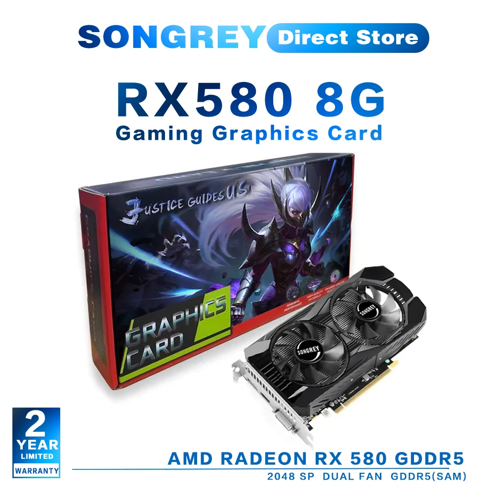 Placas gráficas SONGREY RX 580 2048SP GDDR5 GPU 2048 Mining Shaders ...