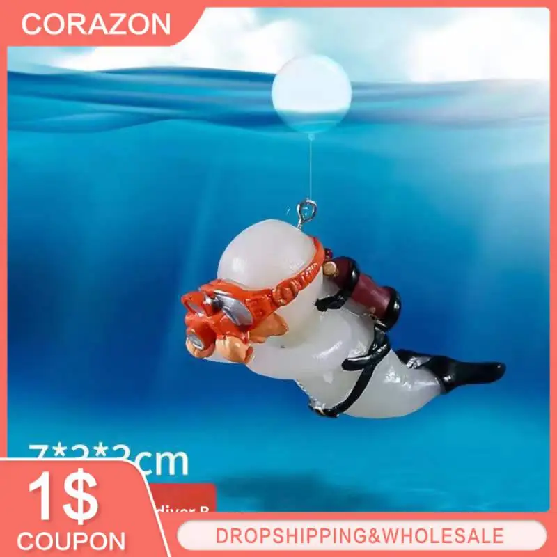 Blue Fat Man Aquarium Decoration Resin Floating Diver Fish Tank ...