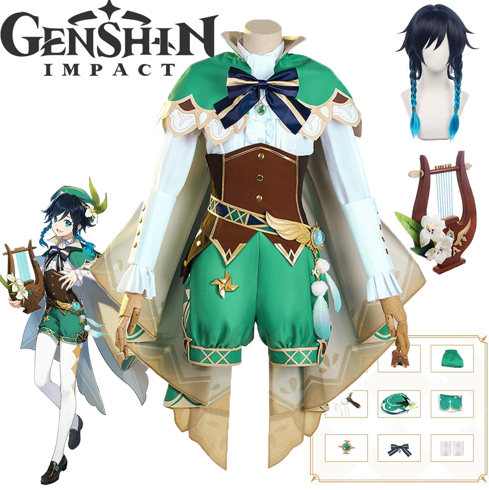 Game-Genshin-Impact-Venti-Cosplay-Costume-wig-props-The-harp-Anime-role ...