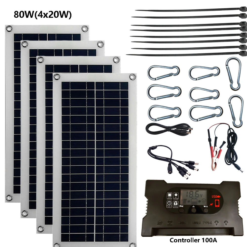 Solar Panel USB 5V Solar Power DC12-18V Safe Charging Stable Battery ...