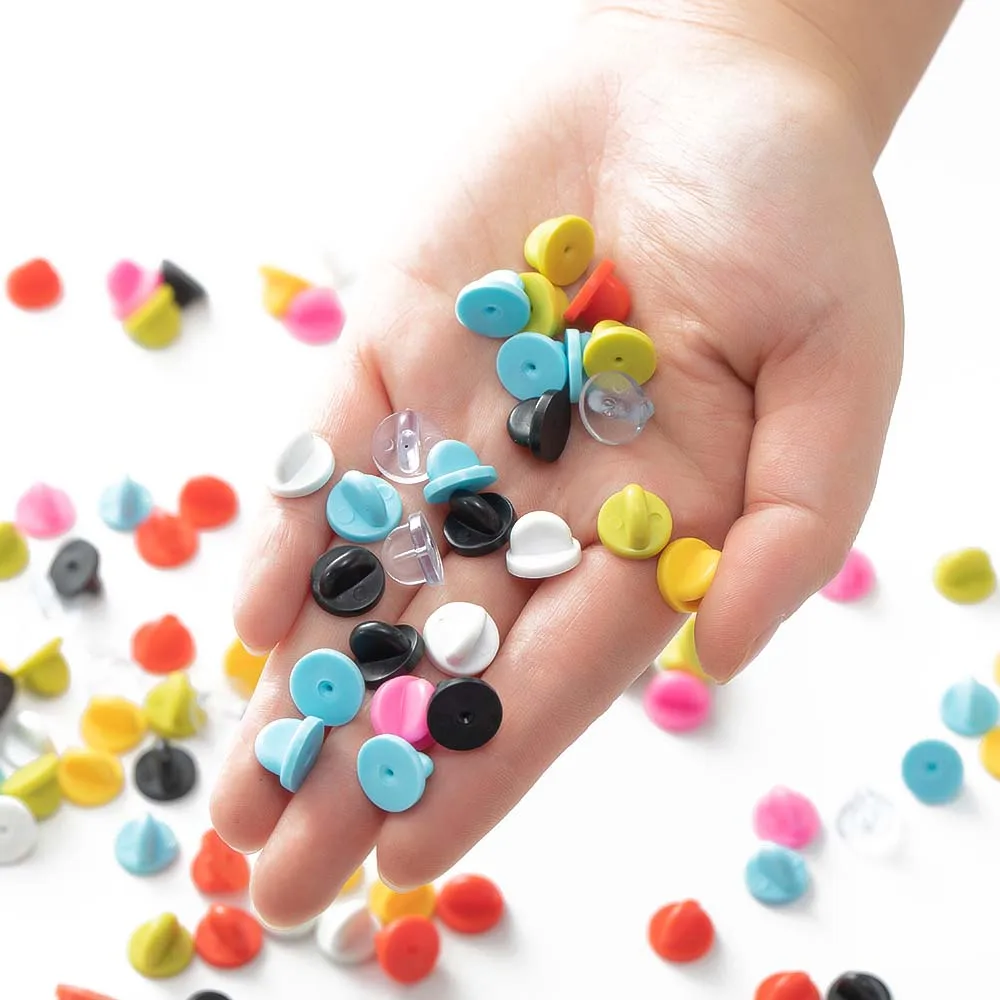 50pcs Rubber Brooch Bukle Button Clasp Pin Backs Clutch Care Cap Nail ...