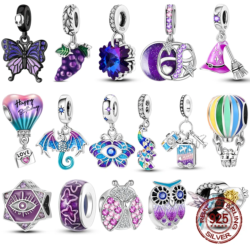 925 Sterling Silver Fantasy Flying Dragon Mysterious Butterfly purple ...