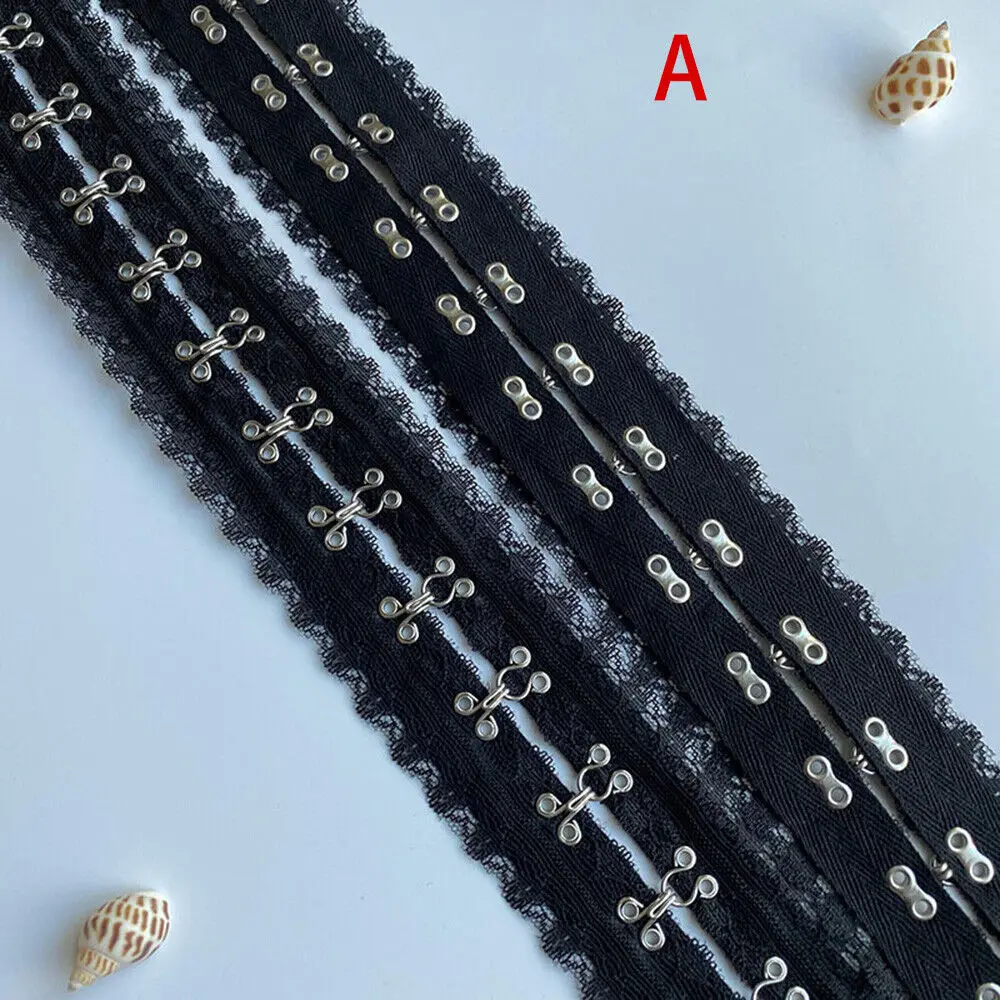 2Yard-Twill-Poly-Lace-Layer-Hook-Eye-Tape-Corset-0-78-Wide-Lace-Buckle ...