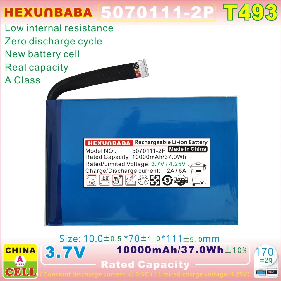 MLP5070111-2P 3.7V 10000mAh Li-Ion Battery for Autel MaxiSys MS906TS ...