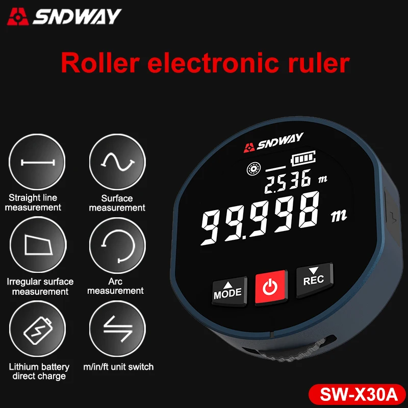 SNDWAY Electric Ruler Curve Surface Electronic Tape Measure Digital ...