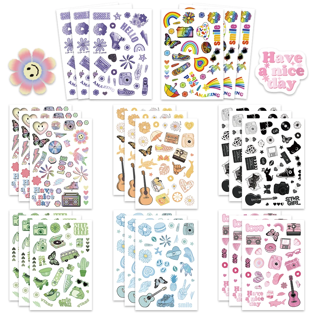 32Sheets-Colorful-Ins-Style-VSCO-DIY-Puzzle-Stickers-Cartoon-Face ...