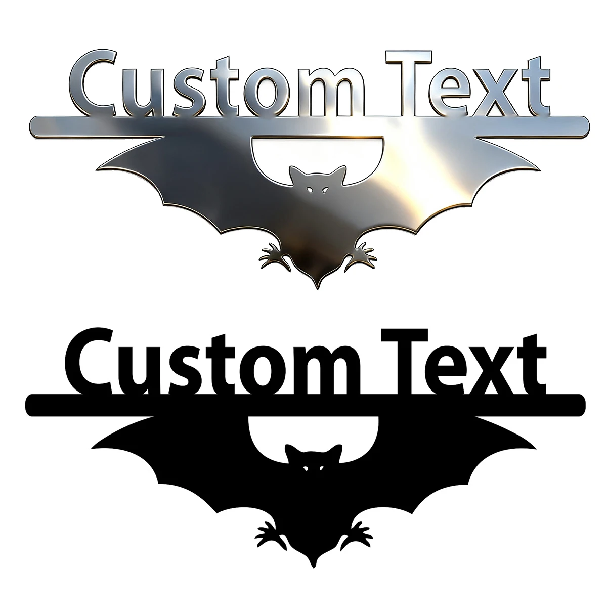 1PC Cool Halloween Bat Classic Font Stainless Steel Metal Sticker ...