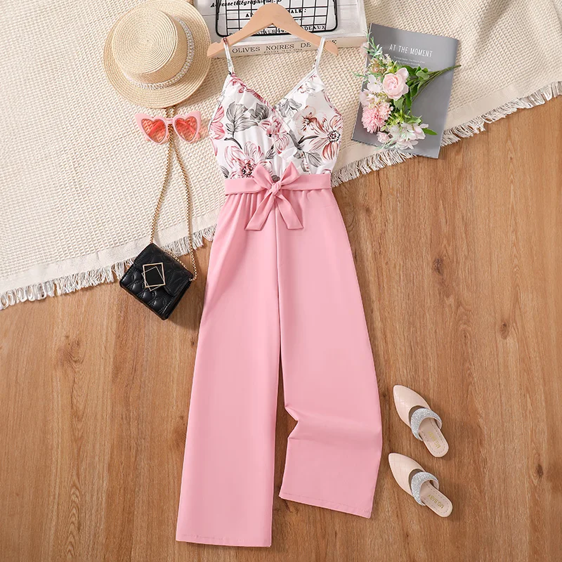Moda-per-8-12Ys-Kids-Summer-Outfit-tuta-rosa-per-ragazze-Bowknot-Cute ...