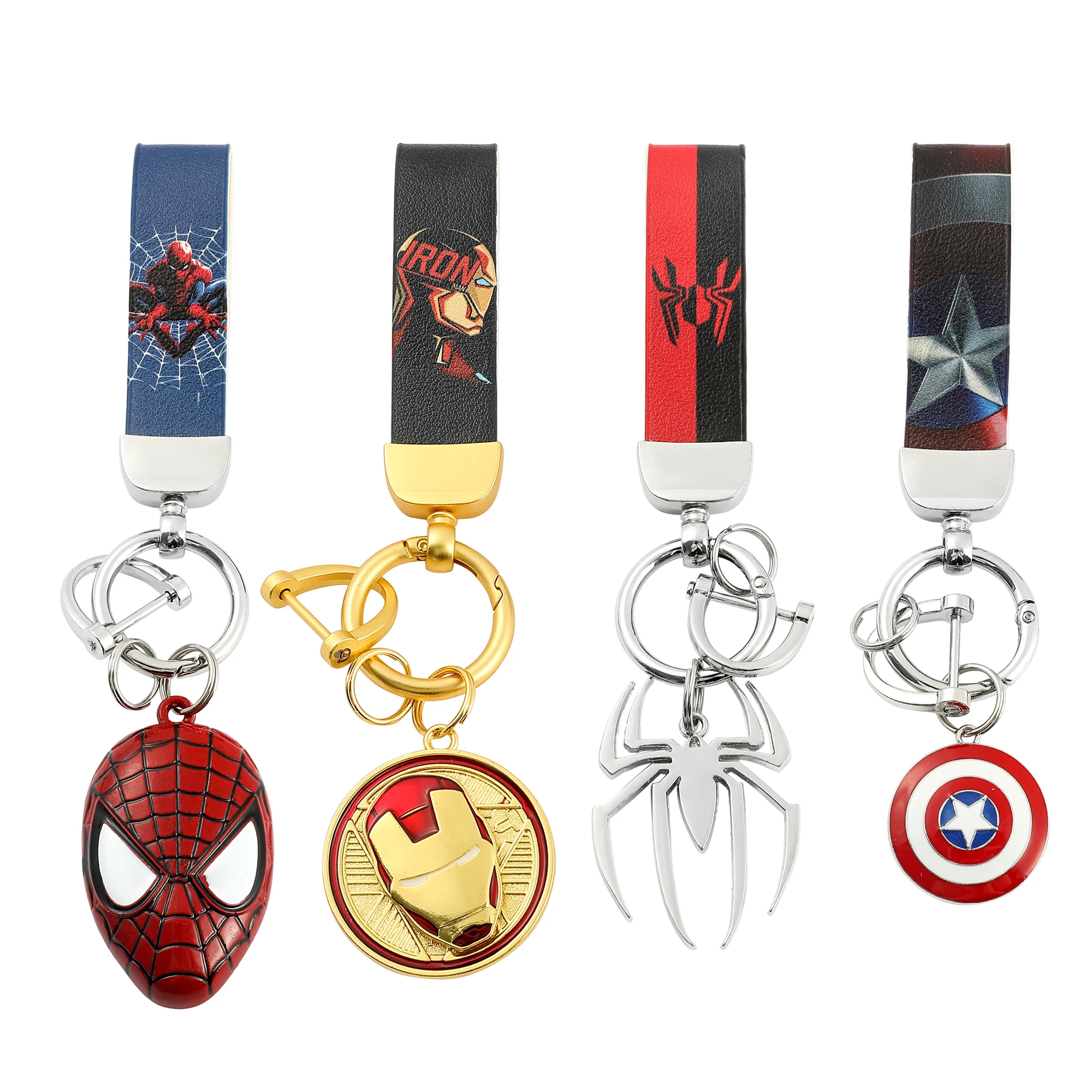 Marvel-Cinematic-Universe-PU-Leather-Keychain-Spider-Man-Iron-Man ...