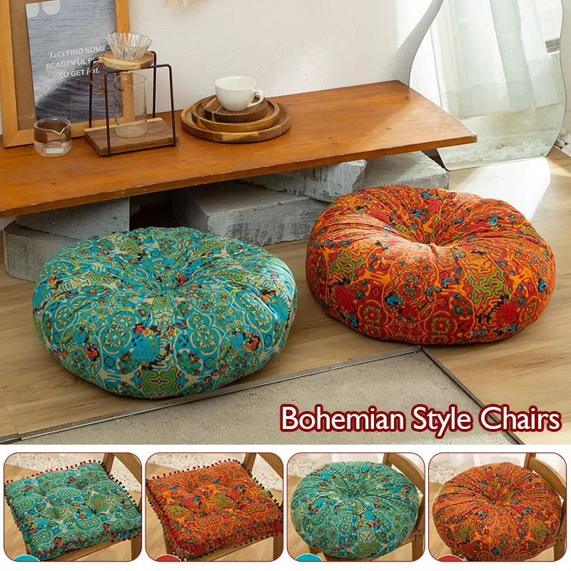 Round-Square-Moroccan-Seat-Cushion-Thick-Cotton-Linen-Chair-Pad-Vintage ...